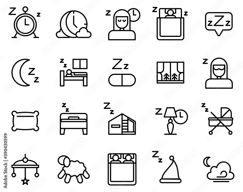 Simple set of sleeping icons on white background. Stock Vector | Adobe ...