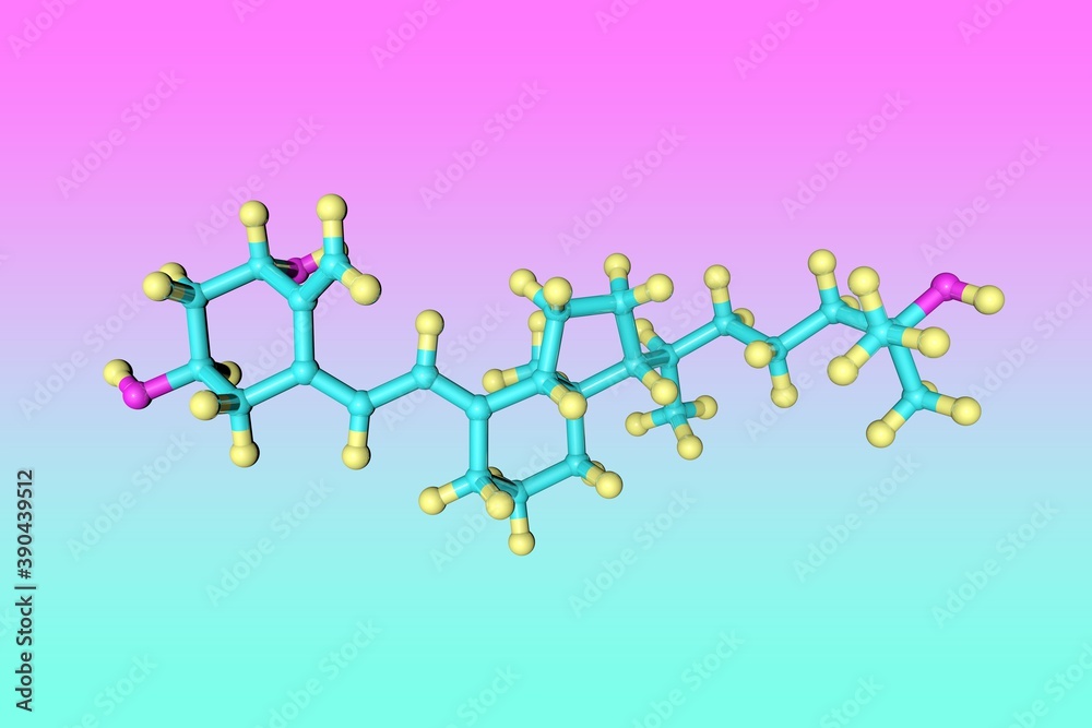 Molecular structure of calcitriol, an active form of vitamin D, made in ...