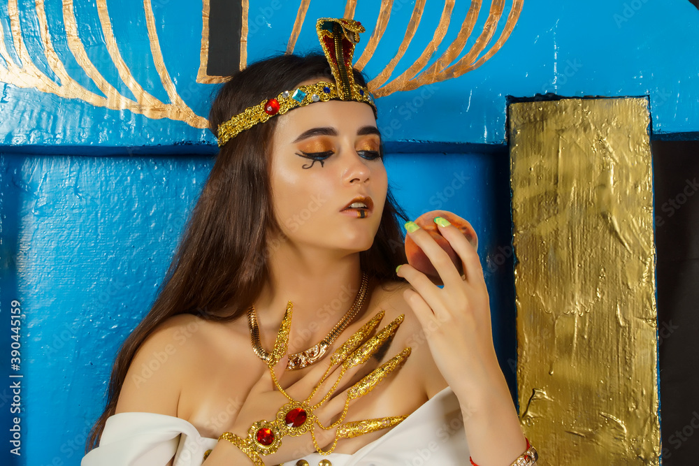Portrait Of A Young Beautiful Girl In The Image Of The Ancient Egyptian