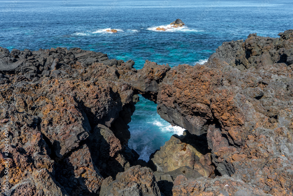 Azores, Island of Sao Jorge Island, Lava Arch at Faja da Ribeira da ...