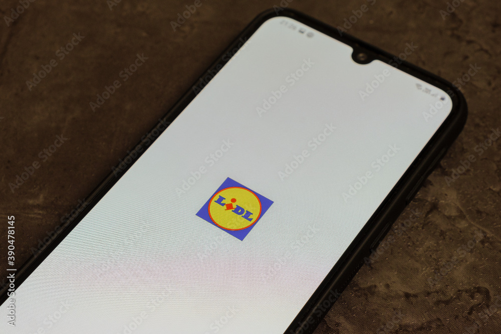 Russia, Saint Petersburg, November 2020: Social media icon, Lidl app icon on the Samsung ...
