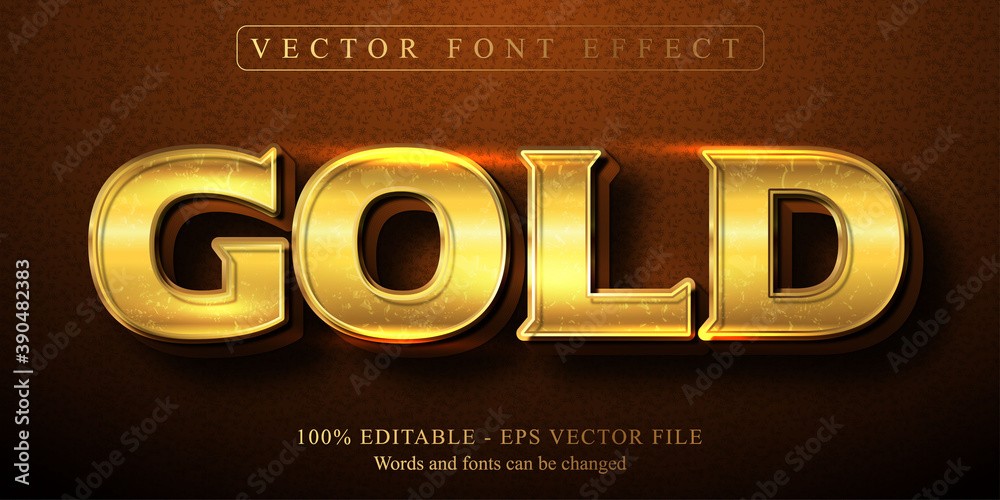 Gold text, shiny golden style editable text effect Stock Vector | Adobe ...