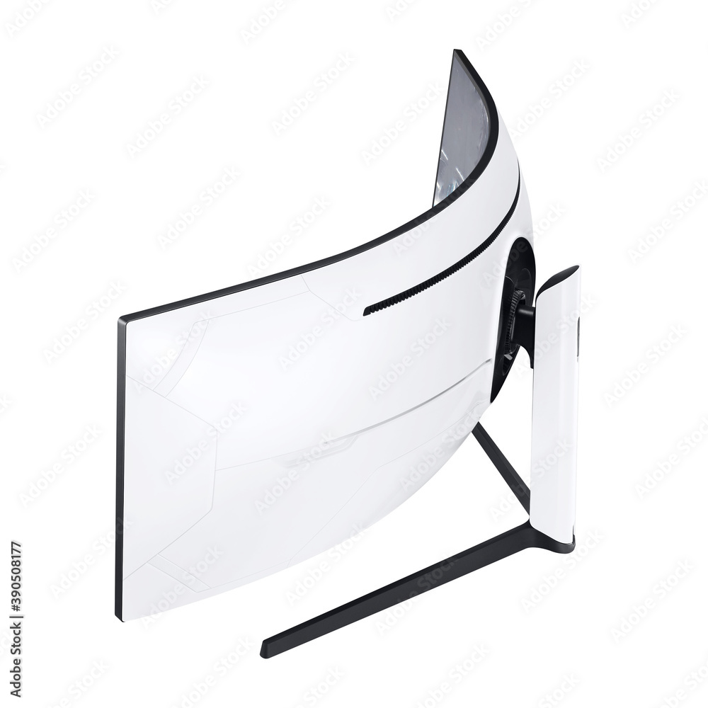 Super Ultra-Wide Curved Monitor Isolated on White. Slim 49 Inch ...