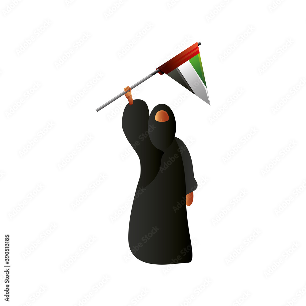 UAE National day, arabian woman with flag Stock Vector | Adobe Stock