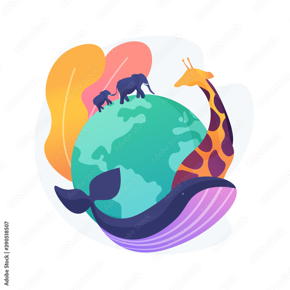 Poster Wild animals protection abstract concept vector illustration ...