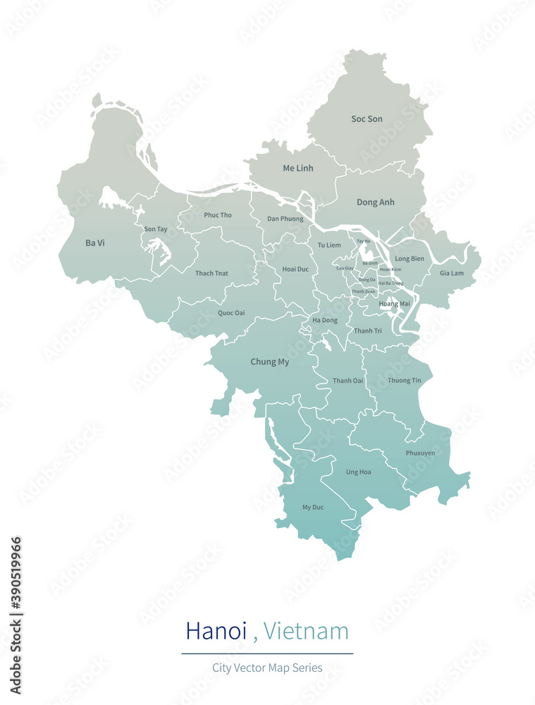 Hanoi Map. vector map of major city in the Vietnam. Stock Vector ...