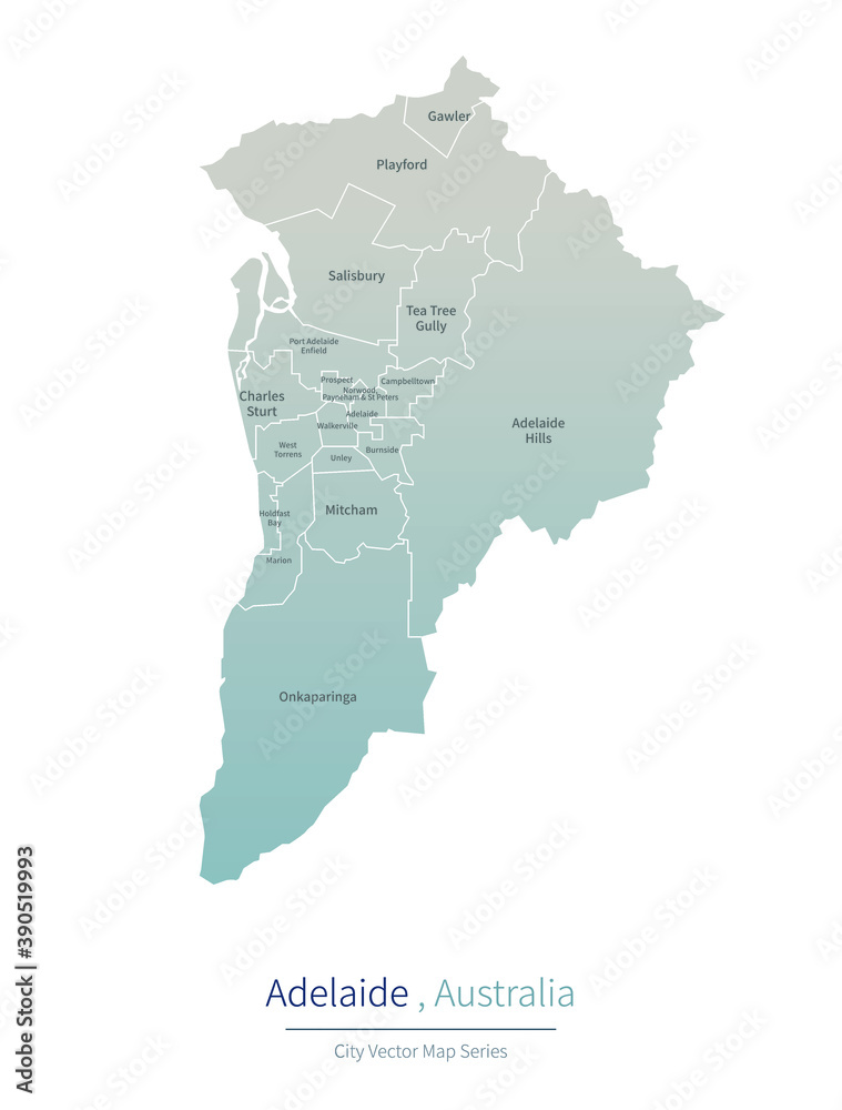 Adelaide Map. vector map of major city in the Australia. Stock Vector ...
