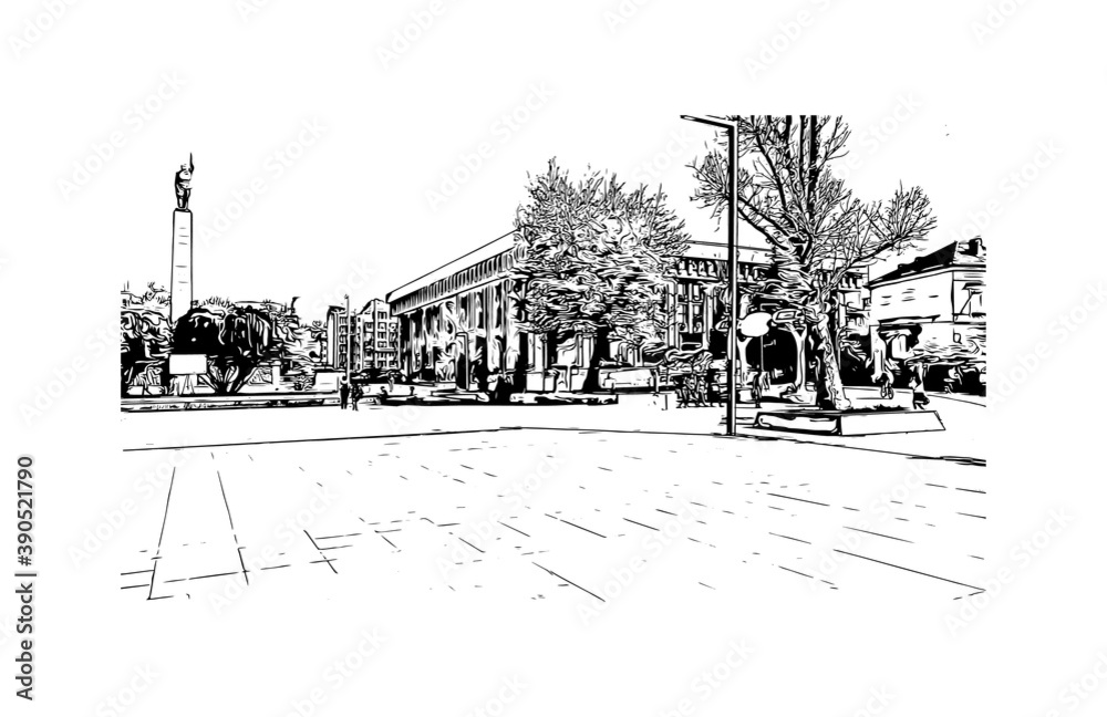 Building view with landmark of Bourgas is the second largest city on ...