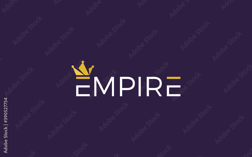 Poster Word mark logo formed empire crown symbol in top of letter E ...