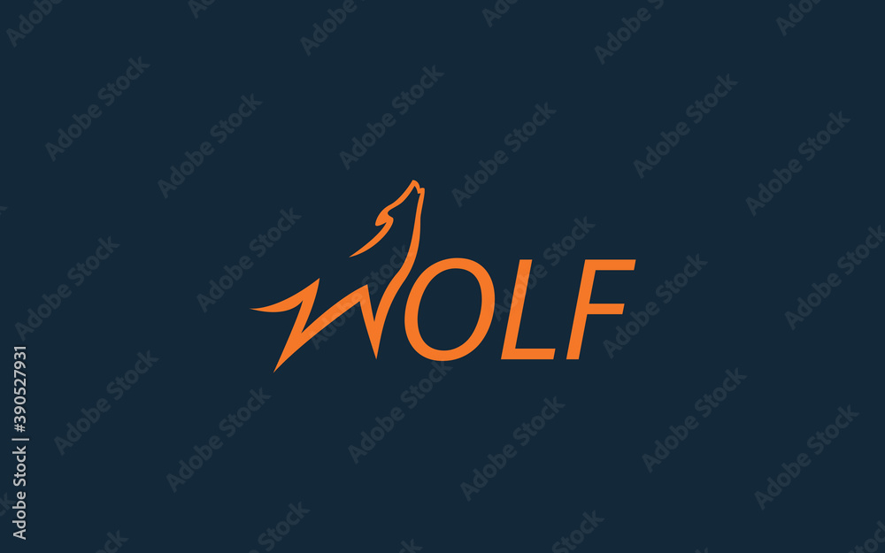 Word mark logo icon formed wolf symbol in letter w with orange color ...