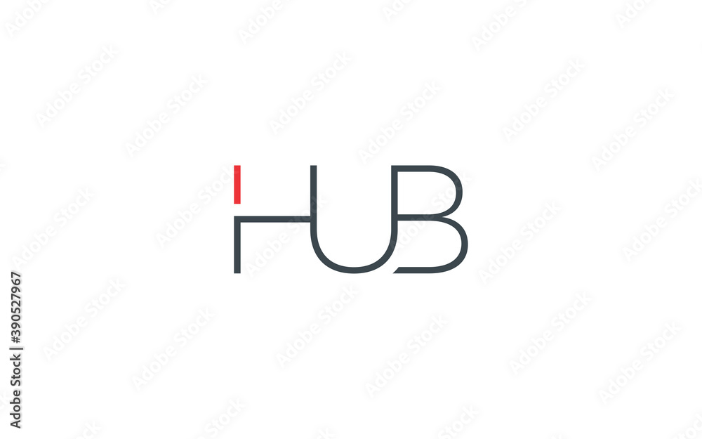 Word mark logo icon formed hub word that are related to each other ...