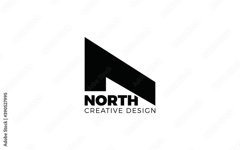 Letter N logo formed north symbol with solid black color Stock Vector ...