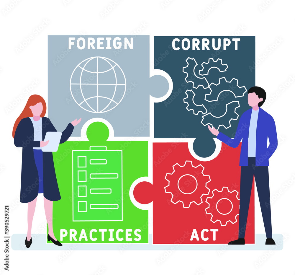 Flat design with people. FCPA - foreign corrupt practices act acronym ...