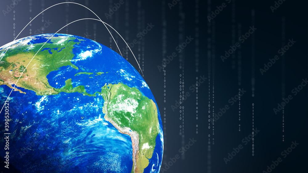 Lines of communication concept illustration. earth in space with ...