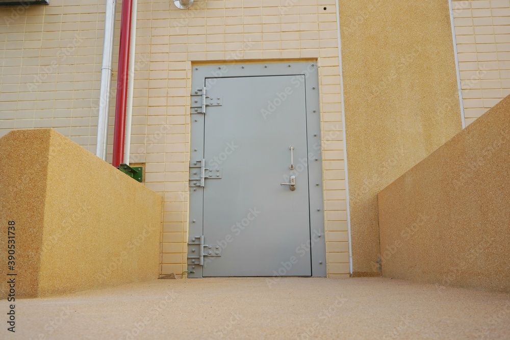 Explosion-proof door of control room in oil and gas plant. Stock Photo ...