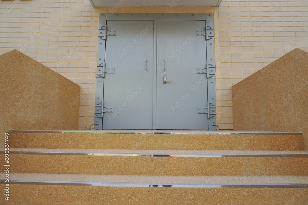 Explosion-proof door of control room in oil and gas plant. Stock Photo ...