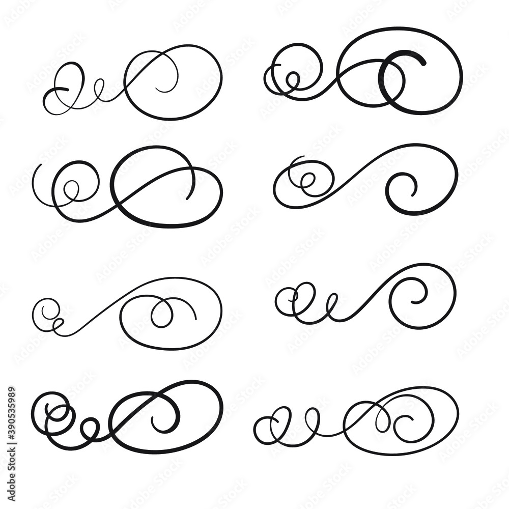 vintage swirl hand draw calligraphic vector set Stock Vector | Adobe Stock