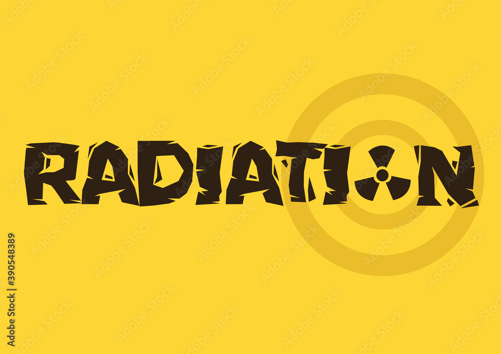 Typographic text design of radiation with a symbol. Concept of danger ...
