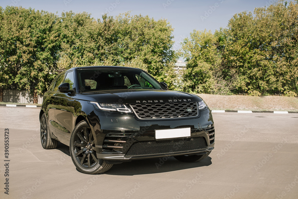 Moscow. Autumn 2018. The Land Rover Range Rover Velar in Black color ...