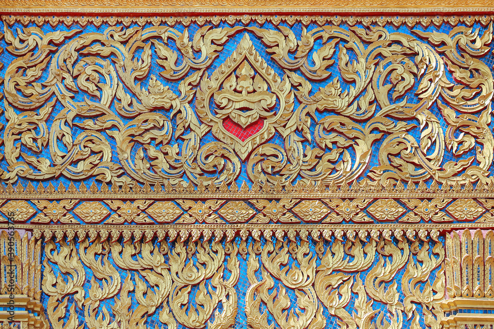 Traditional Thai style stucco in Thai temple,Gable pattern of the ...