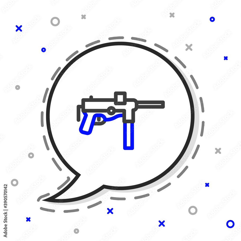Line Submachine gun M3, Grease gun icon isolated on white background ...
