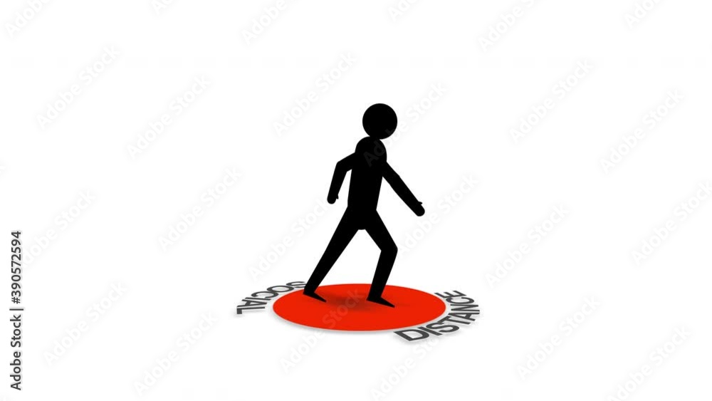The Icon man walking with social distance safety area motion graphic ...