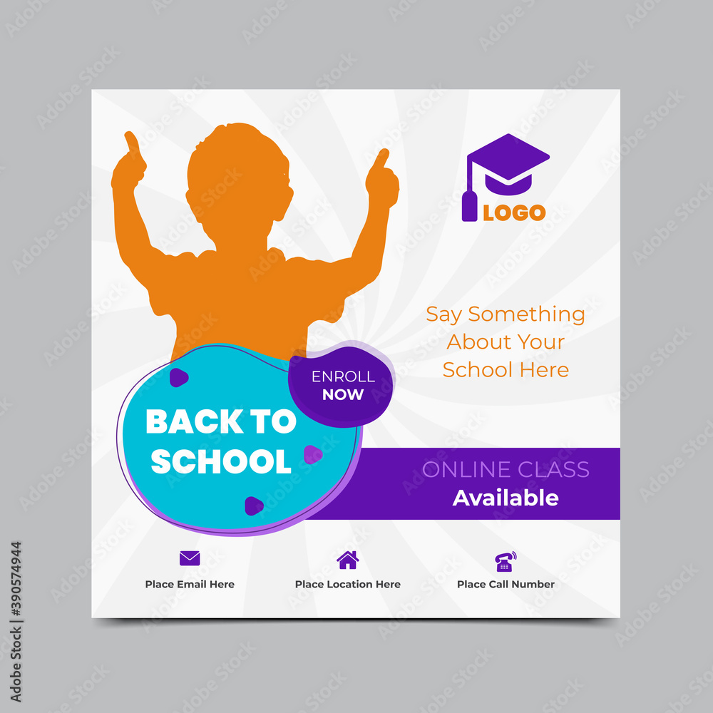 Back to school admission offer social media square banner design ...