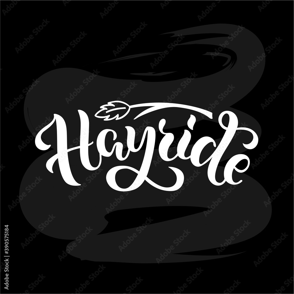 Vector illustration of hayride brush lettering for banner, leaflet ...