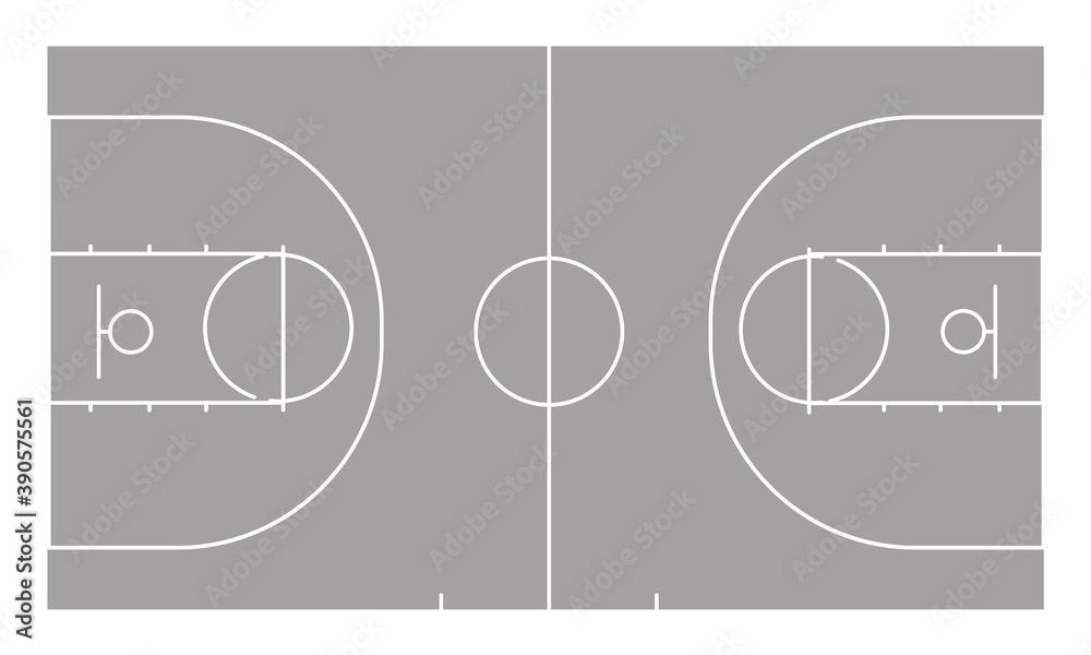 Isolated basketball field for ball game on the field in gray ...