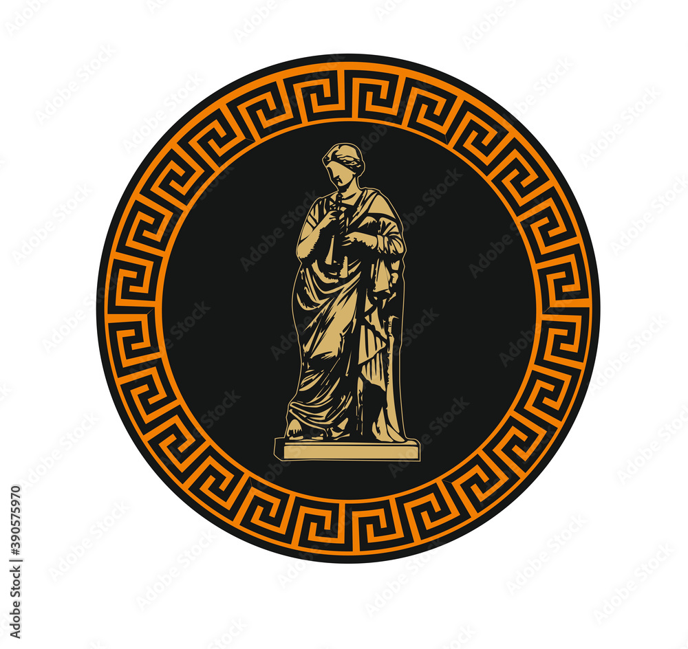 ANCIENT ROMAN AND GREEK COIN SYMBOL WITH ROUND GOLD DECORATIONS Stock ...