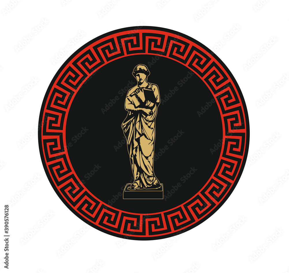 ANCIENT ROMAN AND GREEK COIN SYMBOL WITH ROUND GOLD DECORATIONS Stock ...