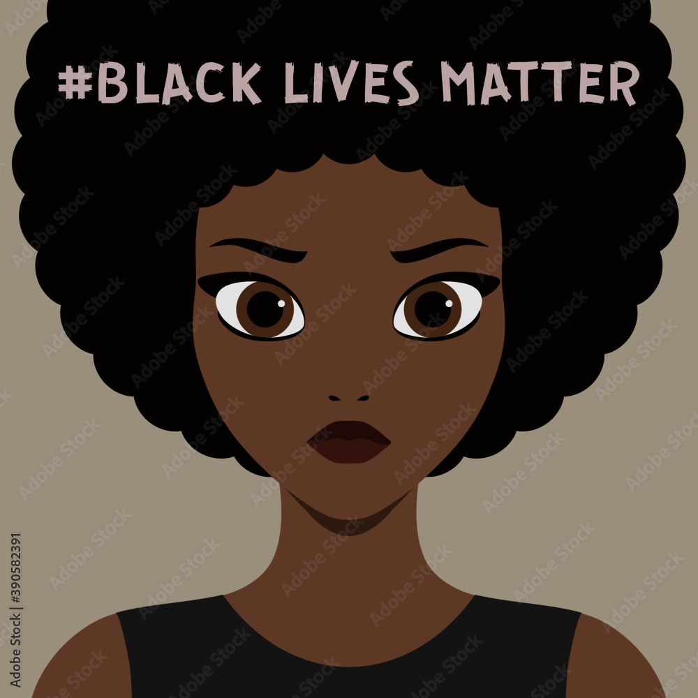 Black Lives Matter movement hashtag. Proud African American protester ...