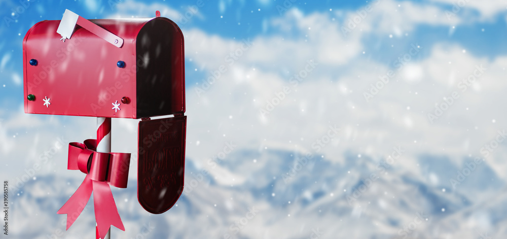 Christmas decorated mailbox for letters to Santa Claus. Santa's box in ...