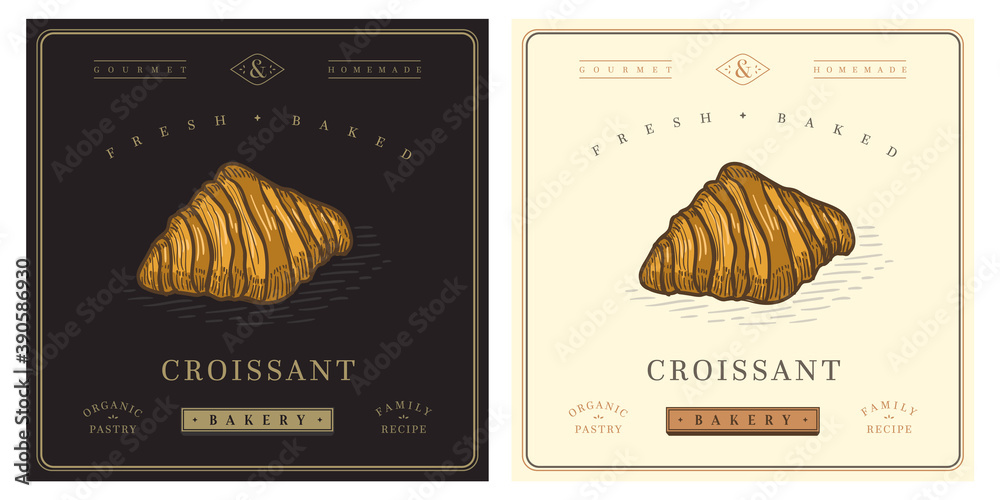 Croissant bakery logo pastry template Stock Vector | Adobe Stock