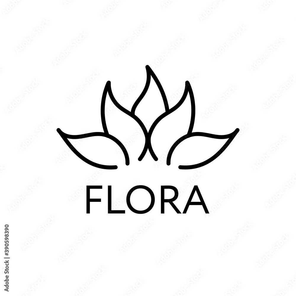 Modern abstract set with flora logo black on white background. Symbol ...