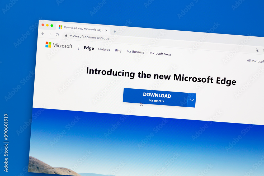 Ostersund, Sweden - Nov 6, 2020: Microsoft Edge homepage on a computer ...