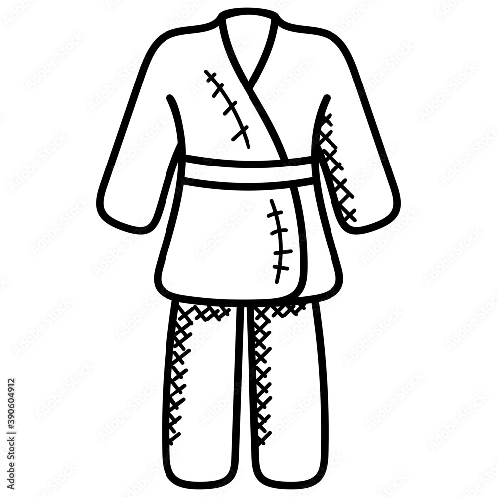 A dress doodle denotes the japanese karate uniform, karategi. Stock ...