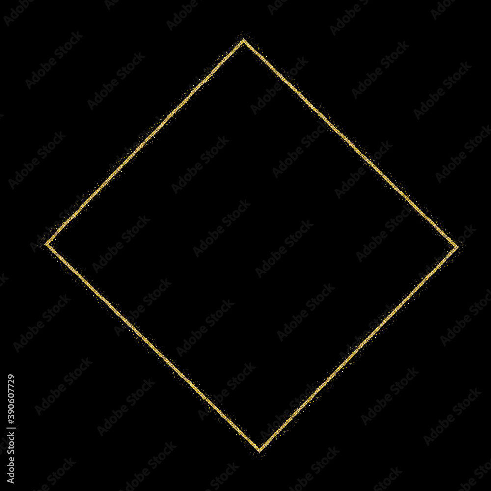 Gold vector frame isolated on black background. Simple template for ...