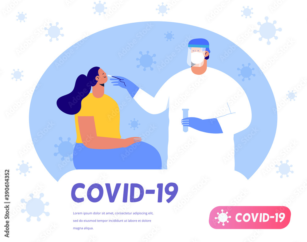 Coronavirus (COVID-19) test. Doctor taking or DNA test by nasal (nose ...