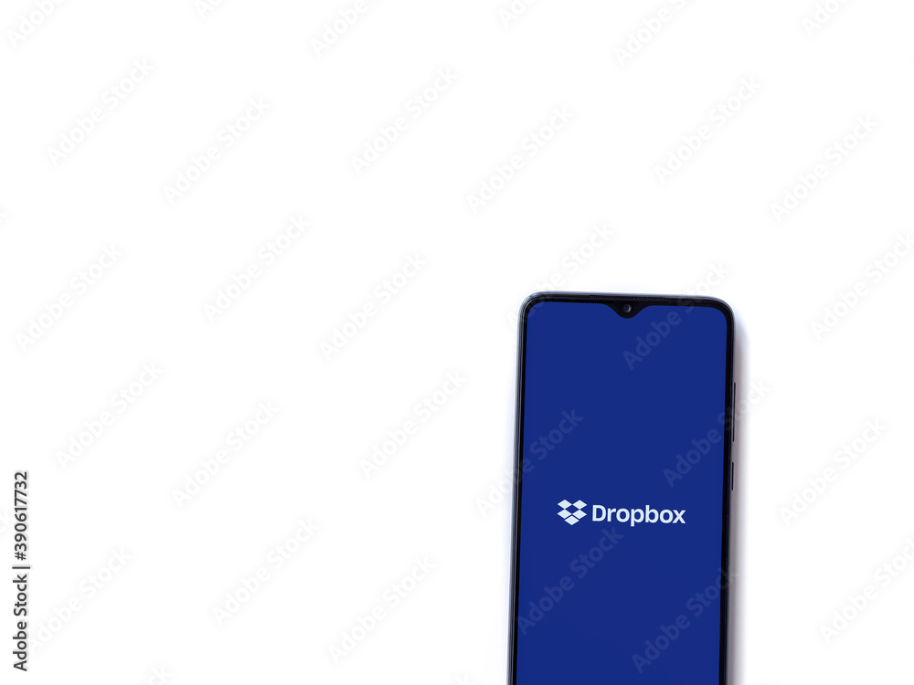 Lod, Israel - July 8, 2020: Dropbox app launch screen with logo on the ...