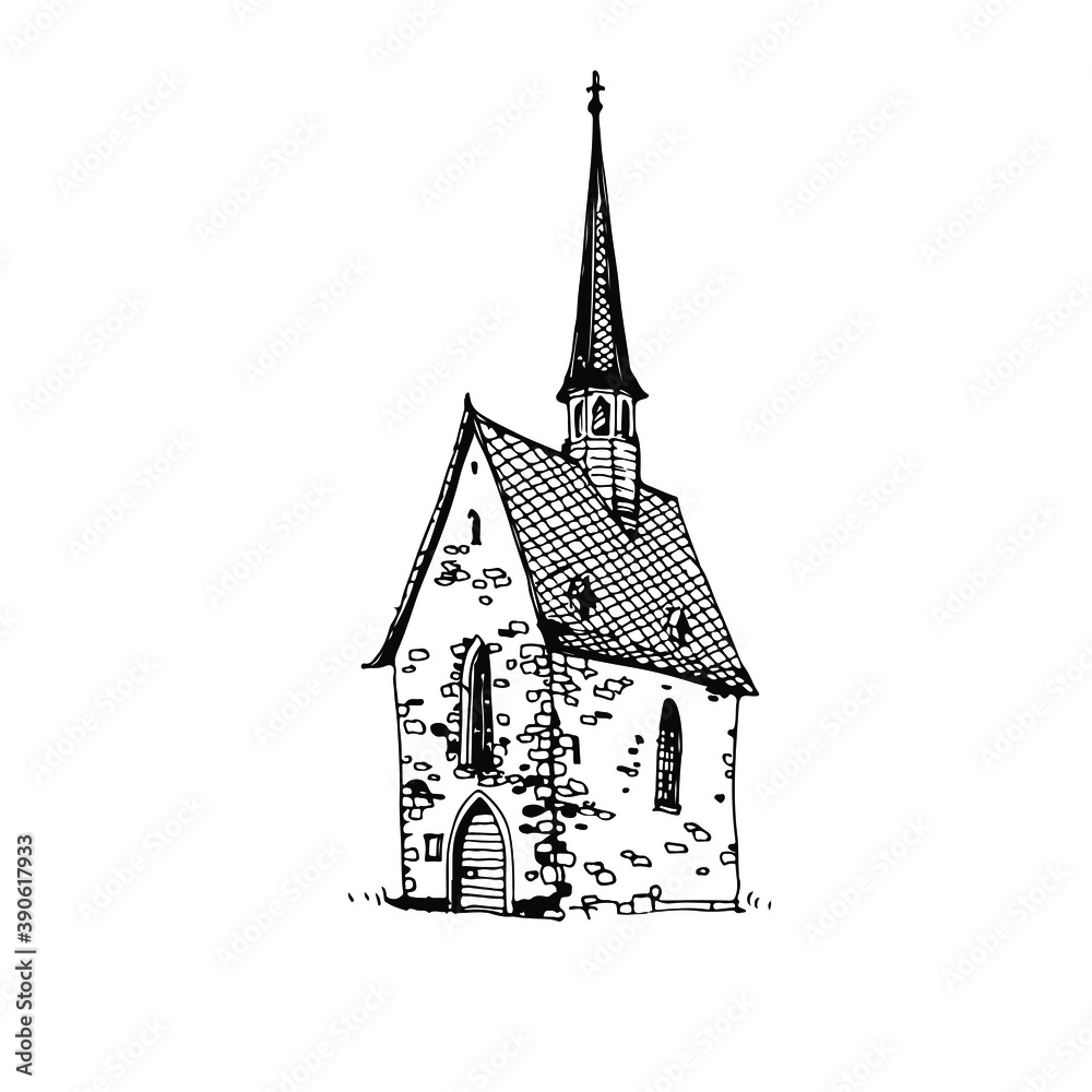 Cute old chapel exterior. Vintage European religious architecture ...