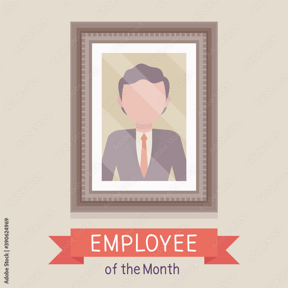 Employee of the month, male photo wall frame template. Profile portrait ...