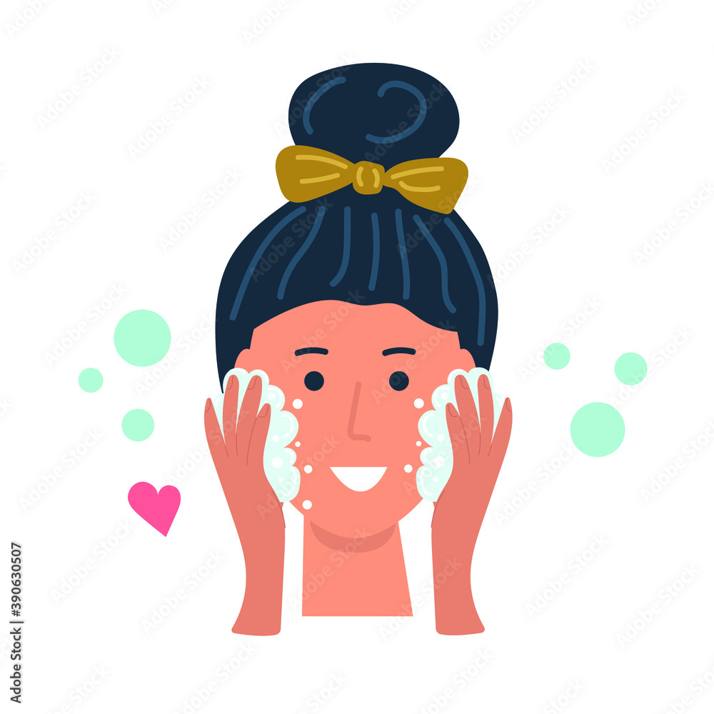 Girl Washing Face Clip Art