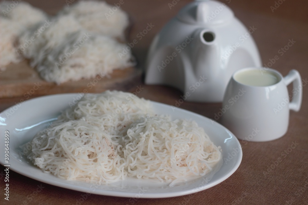 String hopper is a rice noodle dish from Indian states Kerala and Tamil ...