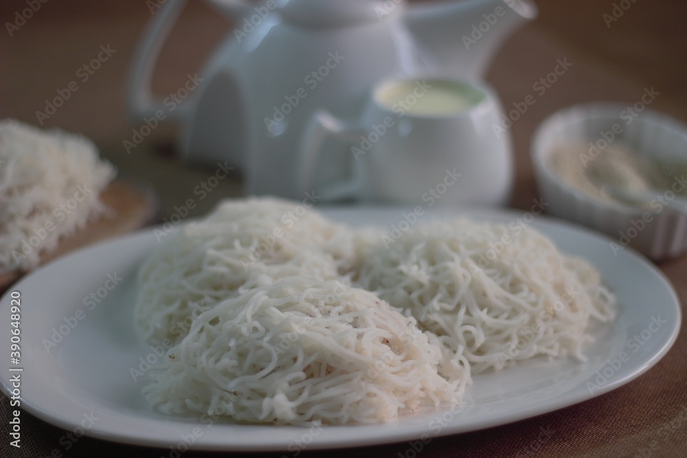 String hopper is a rice noodle dish from Indian states Kerala and Tamil ...