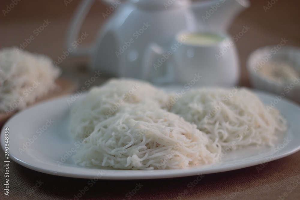 String hopper is a rice noodle dish from Indian states Kerala and Tamil ...