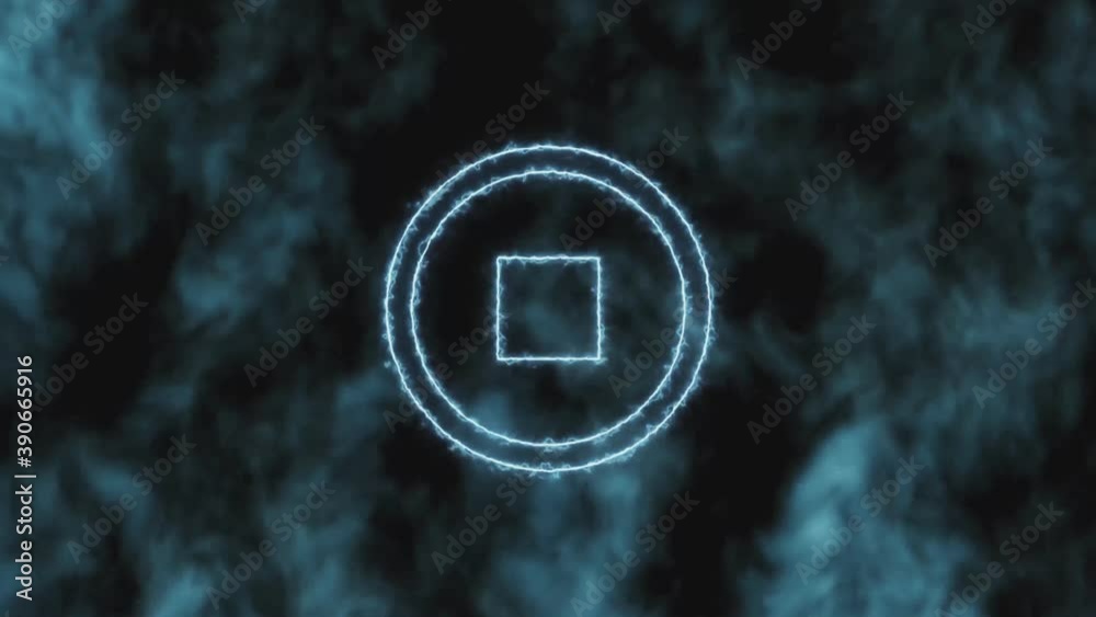 Stop motion. The blue stop button icon gradually increases and changes ...