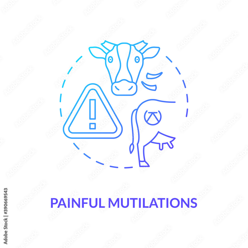 Vecteur Stock Painful mutilation blue gradient concept icon. Animal ...
