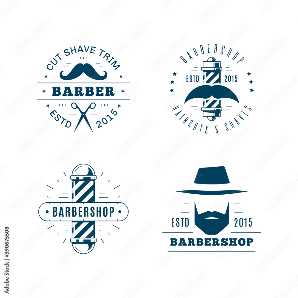 Barbershop simple minimalist logo design on white background Stock ...