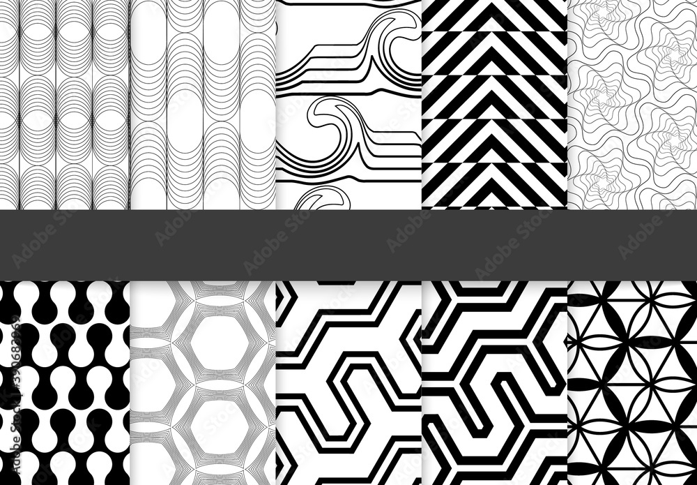 Seamless Pattern Collection with Simple Black and White Geometric ...